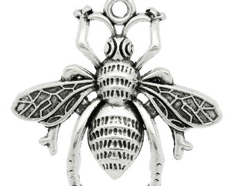 Popular items for silver bee charms on Etsy