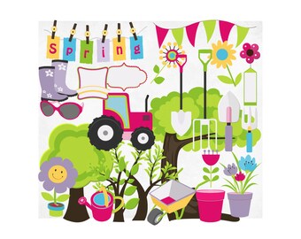 Digital Scrapbooking Kit Girly Gardening Supplies Clipart Garden Clip ...