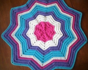 Made to Order - Frozen Crochet Ripple Blanket - Elsa and Anna Inspired ...