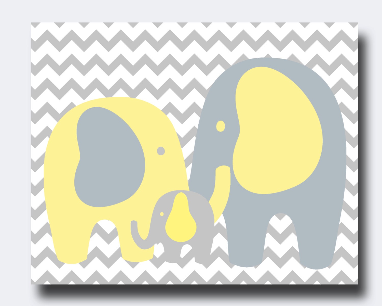 Yellow And Gray Elephant Baby Create your own Stretched Canvas Print ...