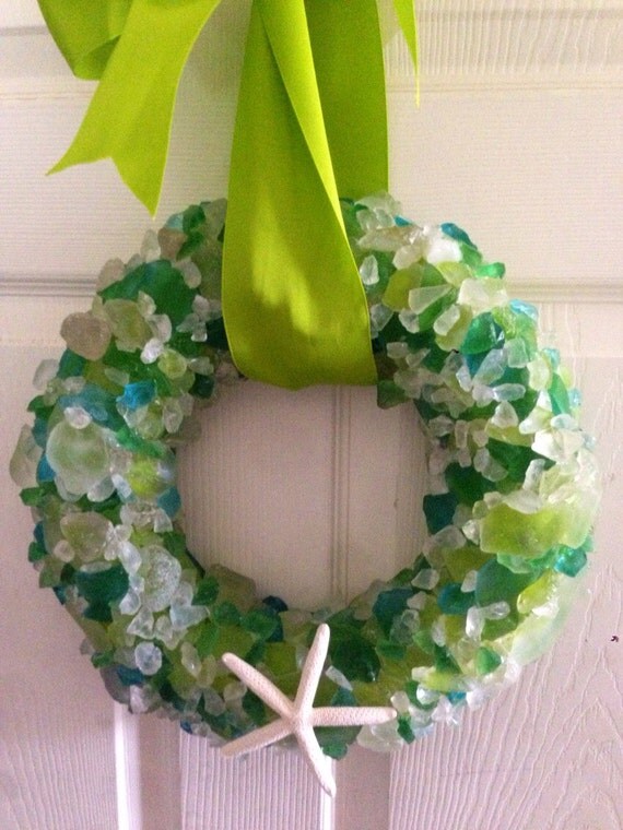 Items Similar To Sea Glass Holiday Wreath On Etsy