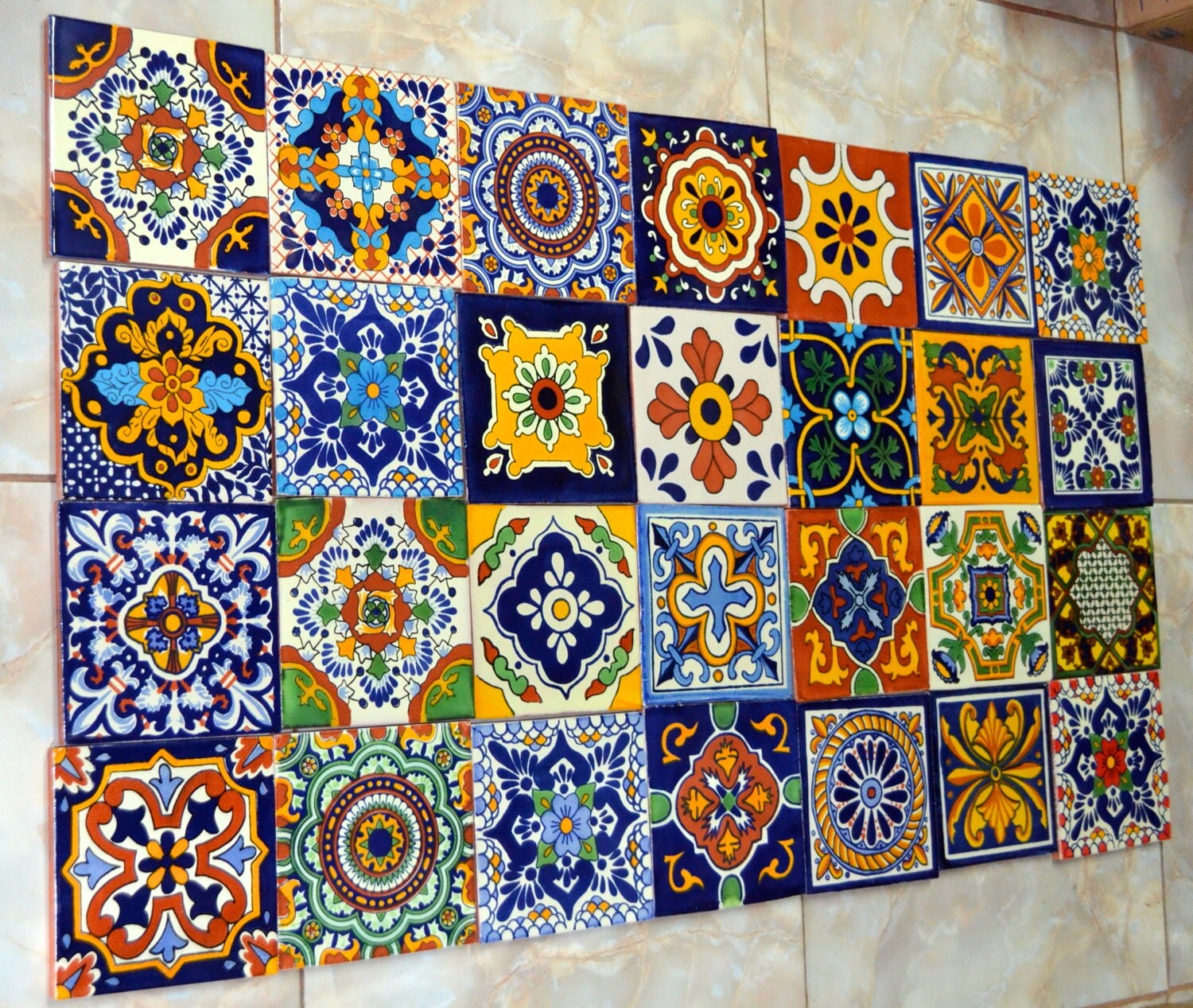 40 Azulejos Talavera con diseños mixtos Pintadas a mano 6