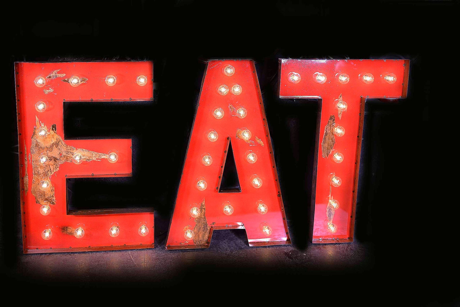 Eat letter Eat sign Cafe sign Lighted Metal MARQUEE SIGN