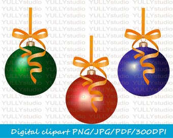Christmas balls. New Year balls. Christmas Ornaments Clipart. Christmas ...