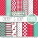 Red Aqua Turquoise Digital Paper Background Cherry Red Teal