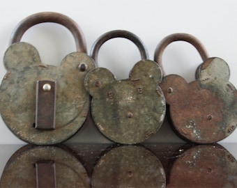 3 Vintage Padlocks - Antique Padlocks