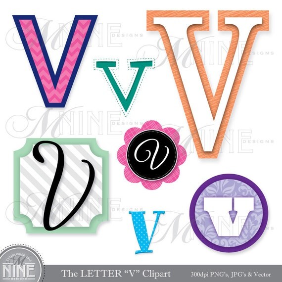 Items similar to LETTERS CLIPART Letter "V" Clip Art Graphics Vector ...