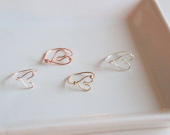 Heart wire ring | Etsy