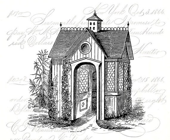 Vintage Illustration Antique Victorian House Architecture