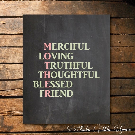 Mother's day print Mother acronym chalkboard printable