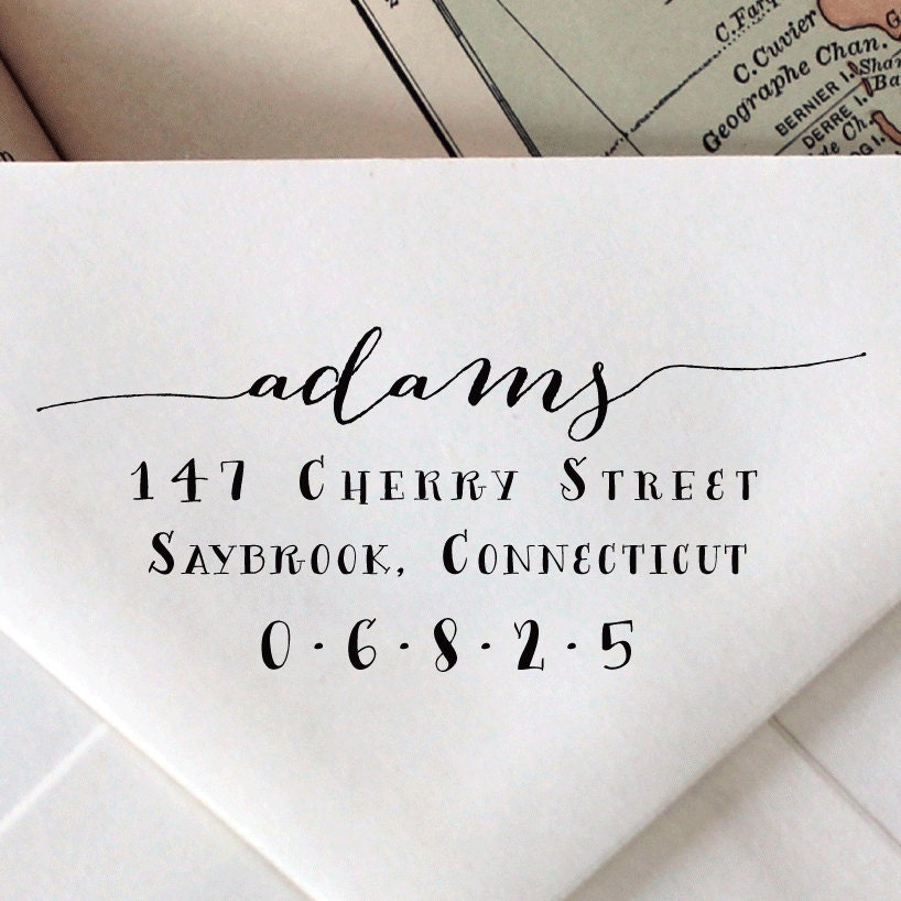 Custom Calligraphy Stamp: Wedding Stationary Wood Stamp, Engraved ...