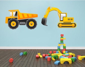 Excavator wall decal | Etsy