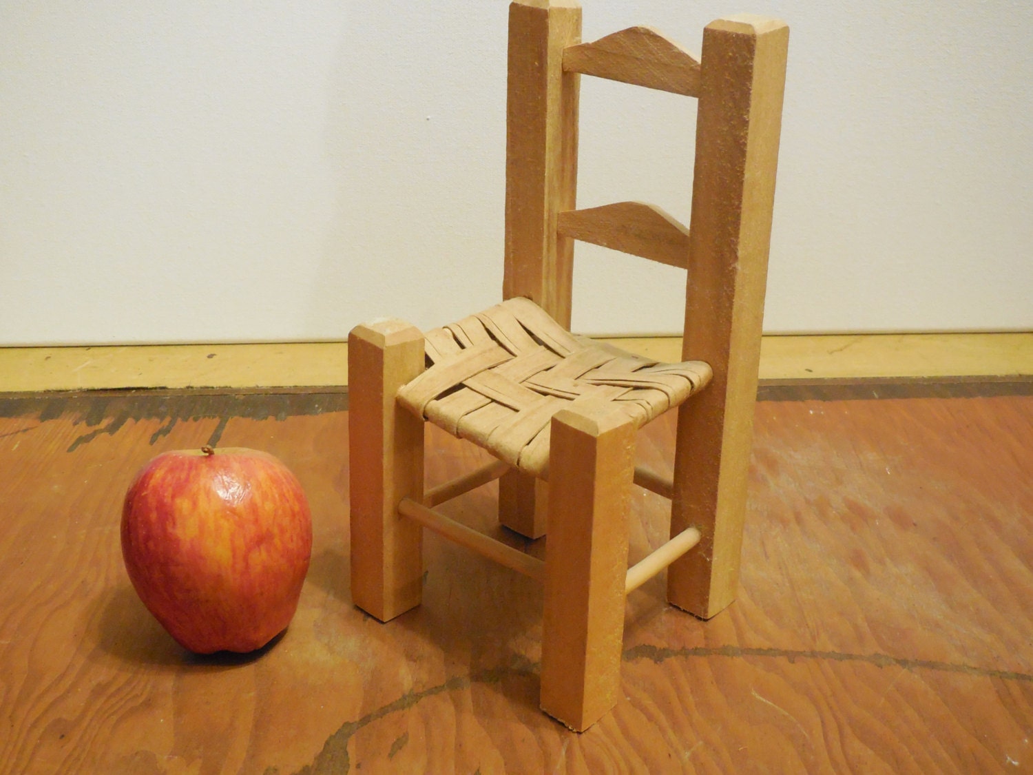 Doll size Wooden Ladder back Chair with Woven seat – Haute Juice