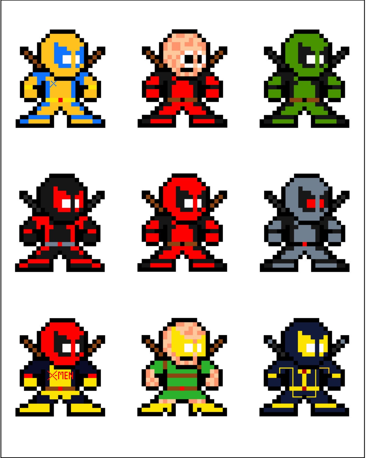 8-bit Deadpool Through the Ages Vinyl Sticker Megaman Style