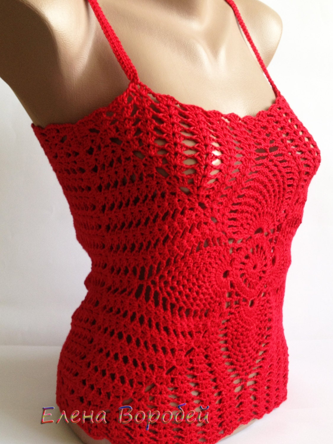 Top Flame Sexy Crochet Top Red Crochet Top By Elenavorobey On Etsy