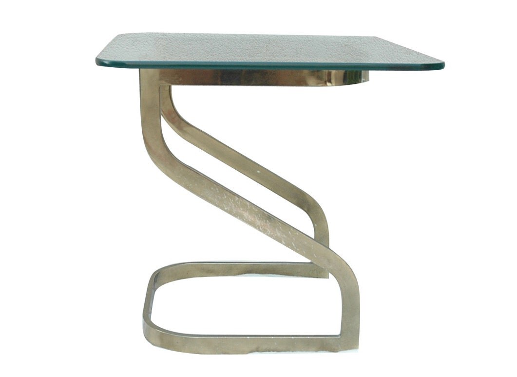 Brass Curved Side Table with Glass Mid Century Modern**ON SALE ...