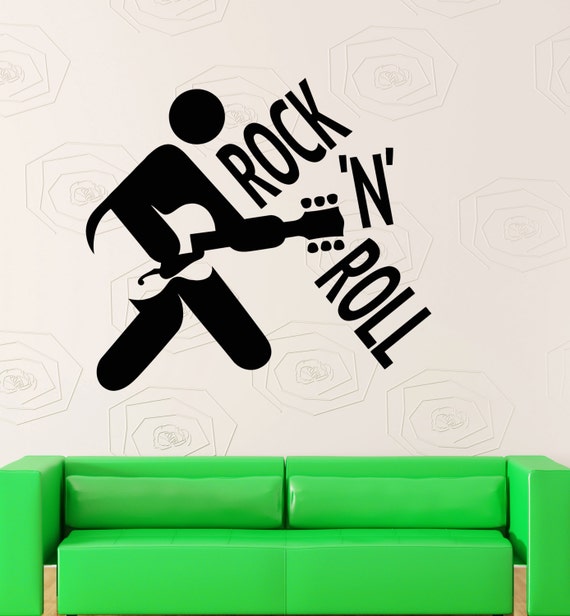 Wall Stickers Vinyl Decal Rock n Roll Rock Music Guitar Decor
