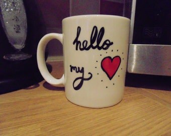 Best friend mug, his and hers mug, 'hello my love', handmade gift idea