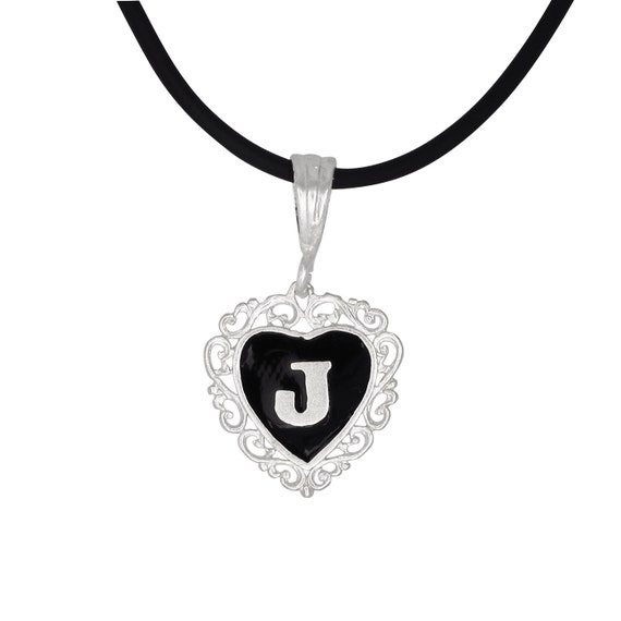 Sterling Silver .925 J Initial Heart Shaped