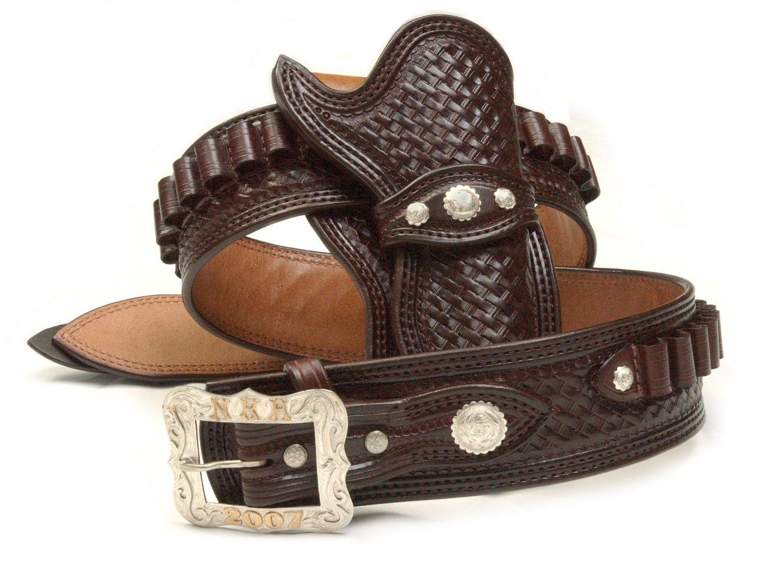 Handmade custom hand tooled leather western cowboy holster