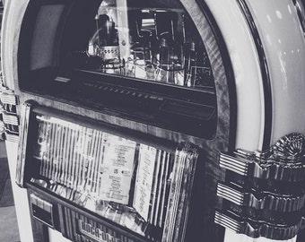 Vintage Music Jukebox Black & White Fine Art Print or Canvas Wrap