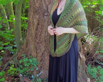 Sunset Lace Wrap vibrant hand knit shawl scarf by EccentricWool