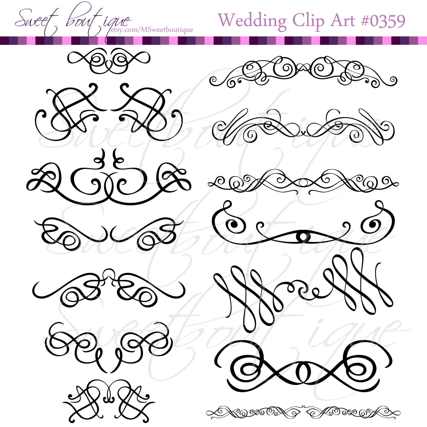 Calligraphy Lines Clip Art