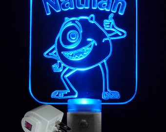 Kids Personalized Monsters Inc, Mike Wazowski LED Night Light ...