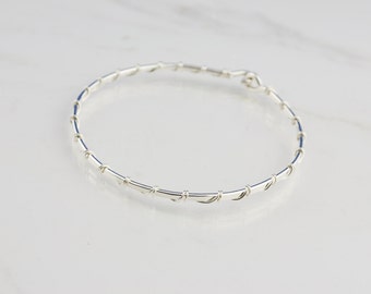 Thin Bangle, Sterling Silver Bangle Bracelet, Hammered Silver Bangle ...