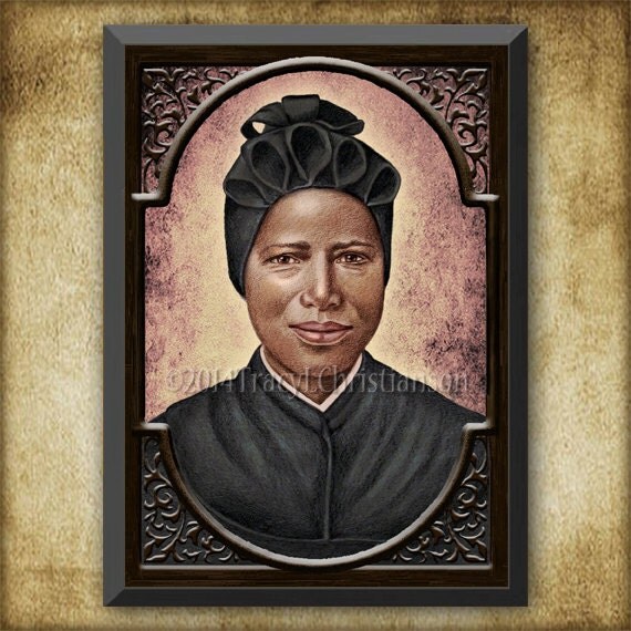 St. Josephine Bakhita Wood Plaque & Holy Card by PortraitsofSaints