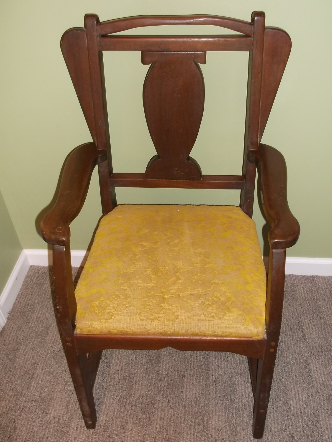 Hand Crafted Vintage Primitive Folk Art Side Chair with Dowel Joint ...