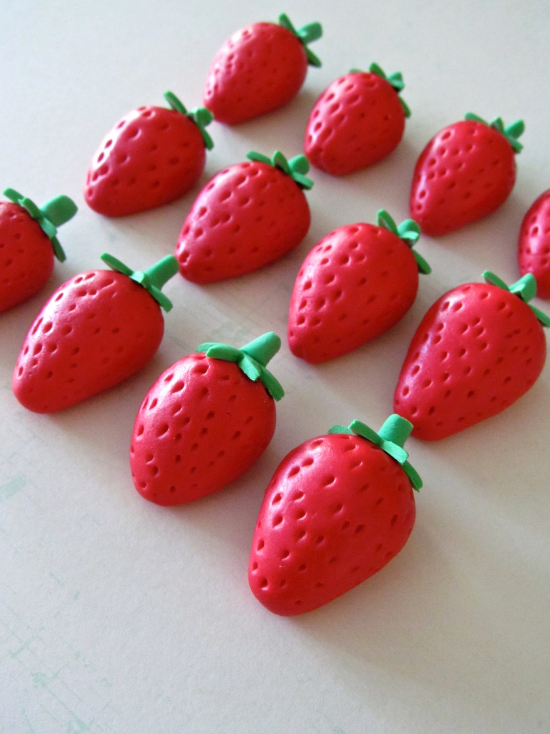Fondant Strawberry Cupcake Toppers by MilkandHoneyCakery on Etsy Fondant Strawberry Cupcake Toppers by MilkandHoneyCakery on Etsy