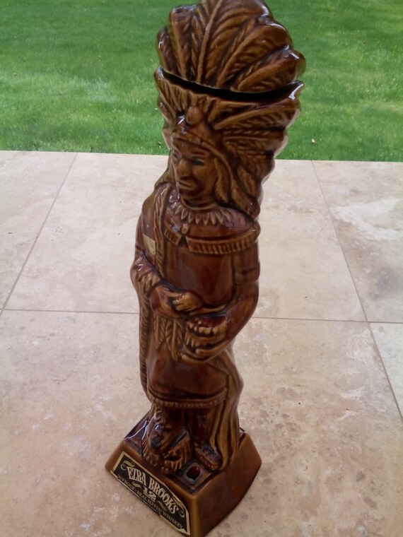 Vintage 1968 Ezra Brooks Liquor Decanter Indian Chief Whiskey