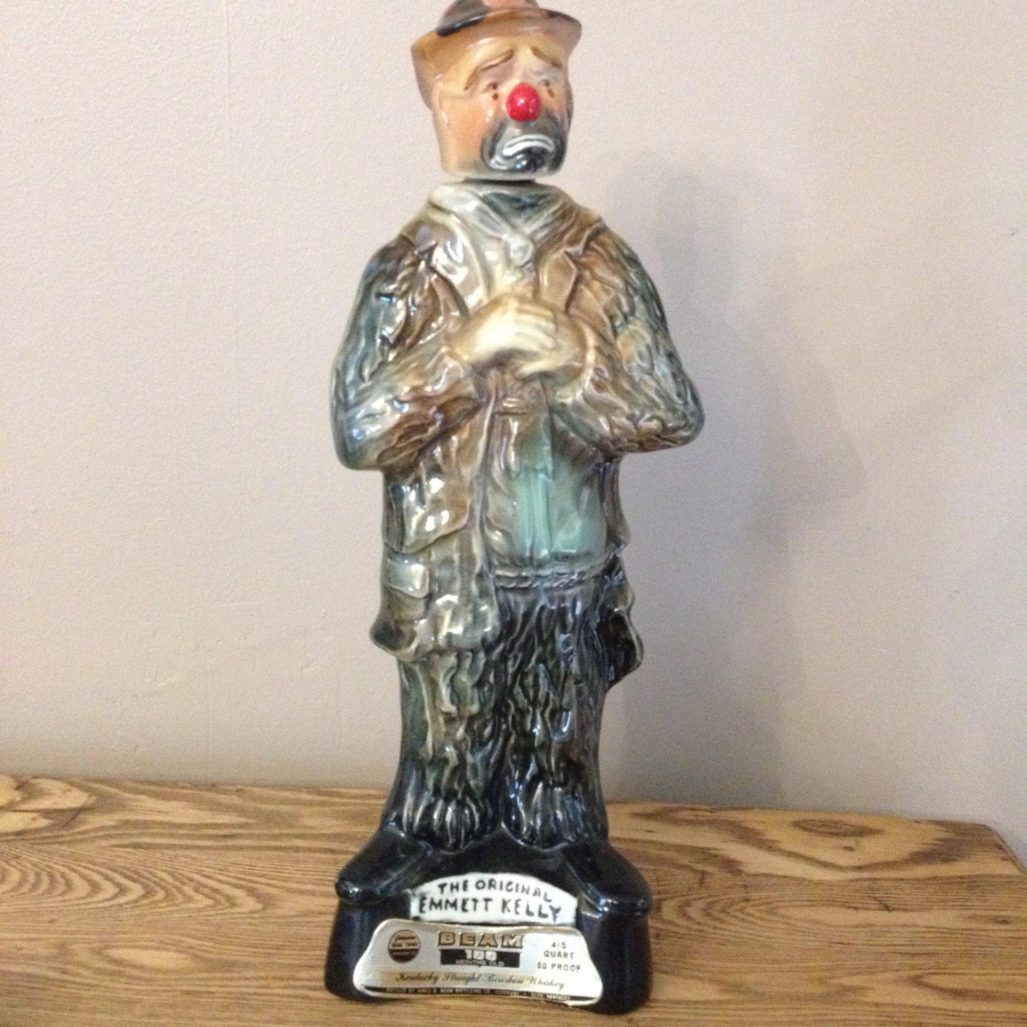 Jim Beam Whiskey Decanter Emmett Kelly Clown KY Bourbon