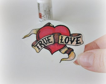 Temporary tattoo. TRUE LOVE heart tattoo. Unisex Valentines gifts ...