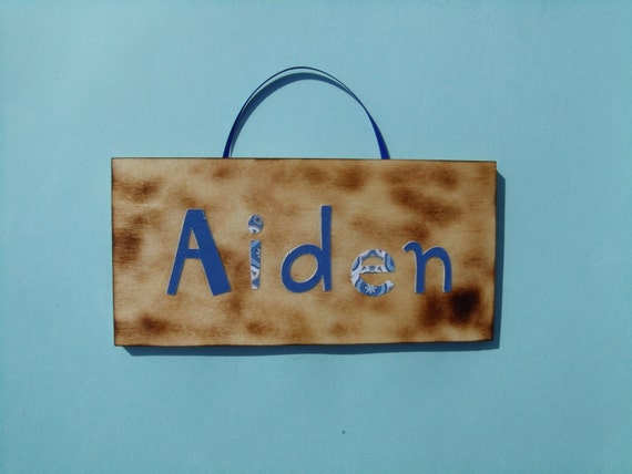 Aiden name sign by woodshed on Etsy