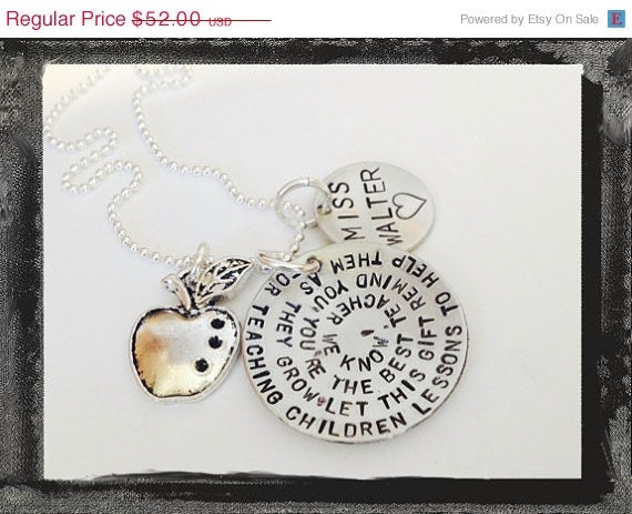 Items similar to Teacher Necklace - Personalized Hand Stamped Jewelry ...