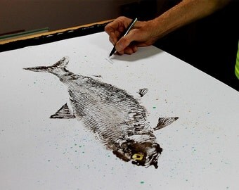 GYOTAKU fish rubbings Coastal Art Beach & Lake by fishfanatic