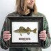 Minnesota State Fish Map art Nature Outdoor art Vintage Map