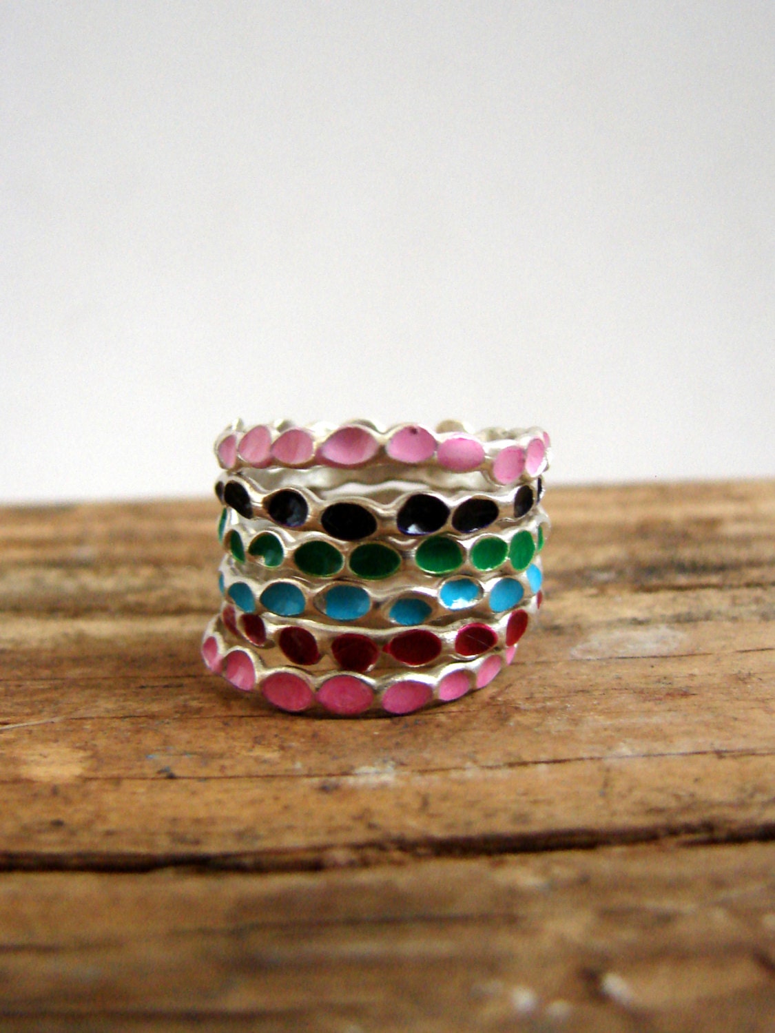 Colorful Stackable Rings Sterling Silver Gifts Under 75