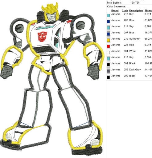 Transformers Bumble Bee Car Applique Embroidery Design