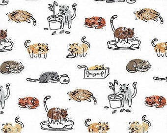 Cat cotton fabric | Etsy
