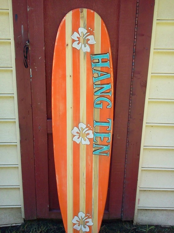 Distressed five foot surfboard Hang Ten surfboard wall
