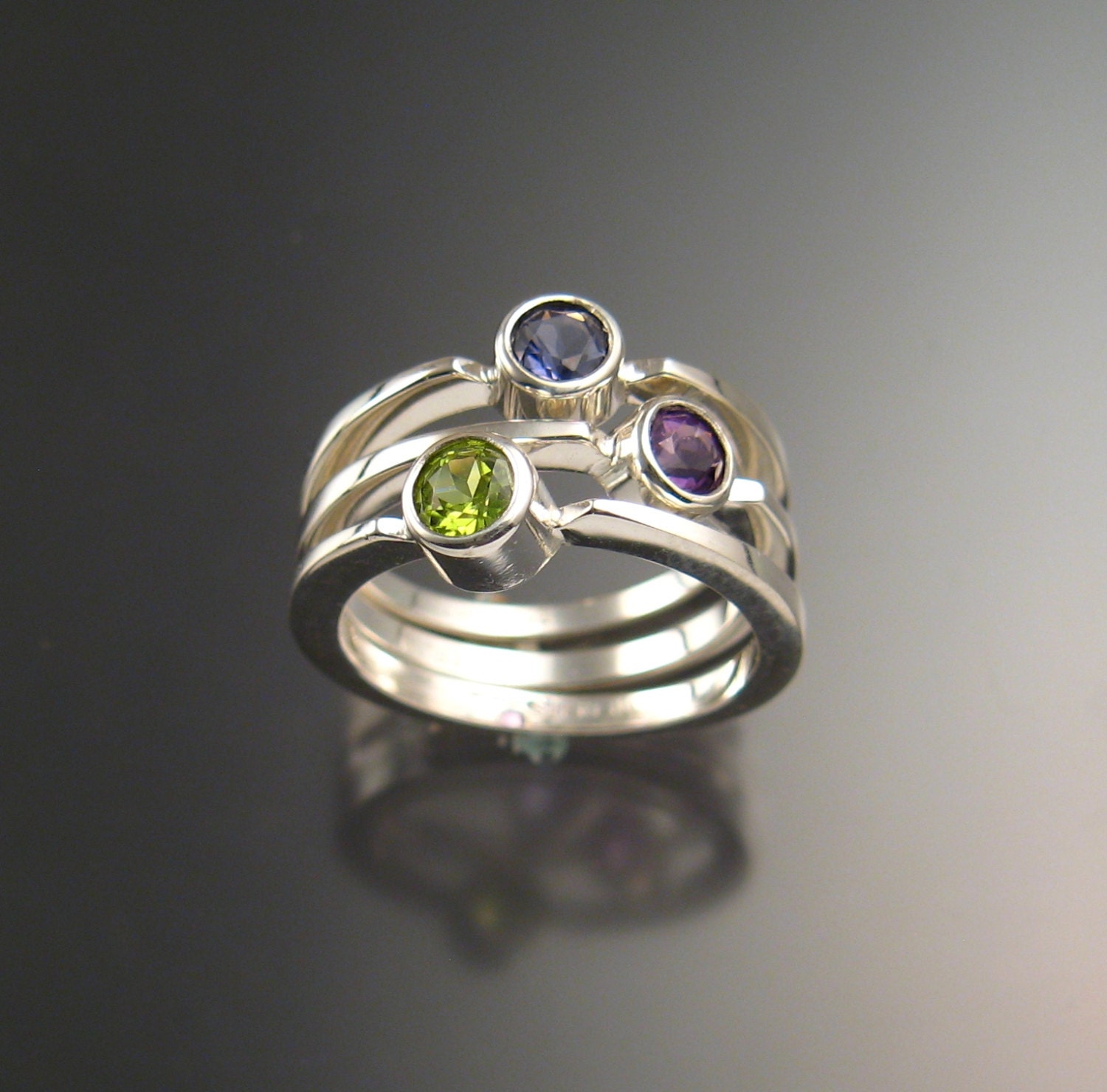 Stackable Mothers ring set of Three rings Made to order in