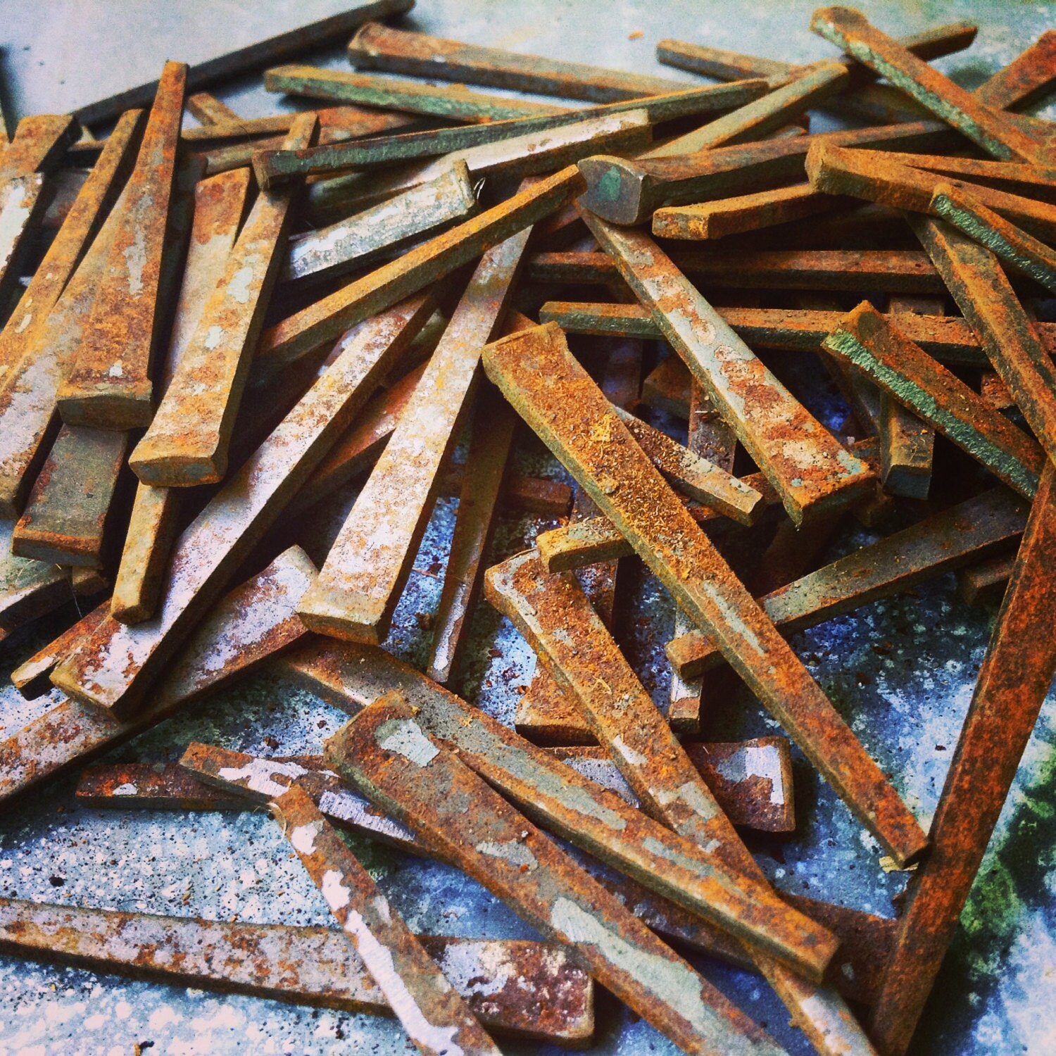 Square Iron Nails / Coat Hooks / Rustic Nails / 2 by assemblage333