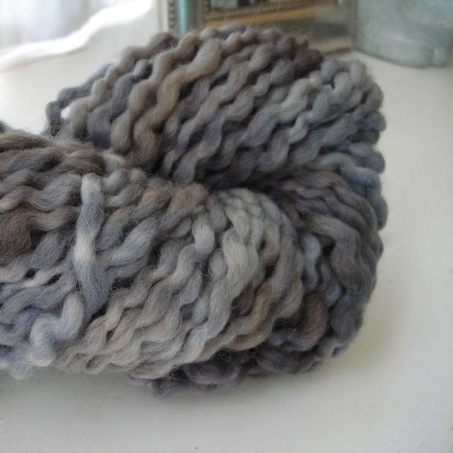 Gray variegated chunky yarn hand dyed super bulky by knitsinclass
