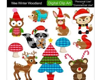 SALE - clipart digital clip art owl deer bunny bear - Wee Winter ...