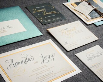 Rustic Wedding Invitations Peach & Mint by JulieHananDesign