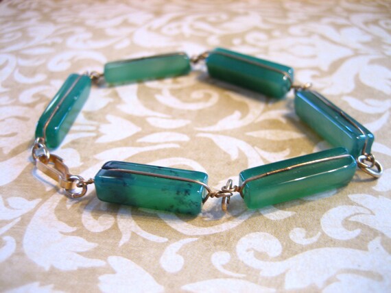 Vintage GF Jade Link Bracelet