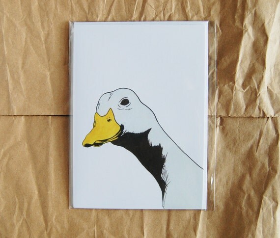 Items similar to Inquisitive Goose Illustrated Greeting Card on Etsy